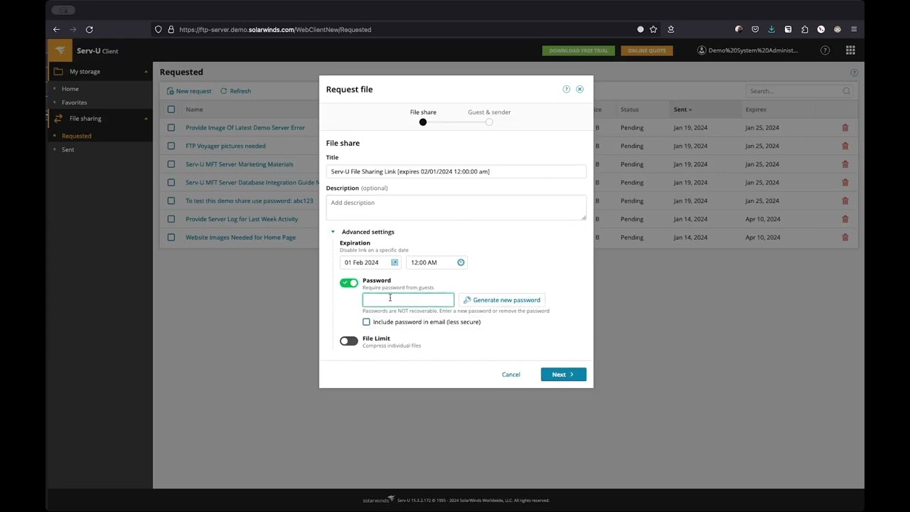 Secure File Sharing with Serv-U MFT