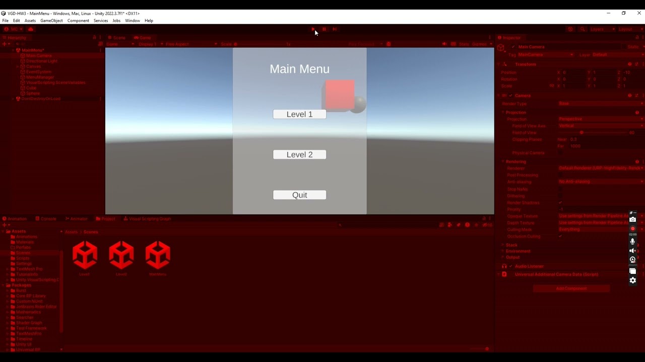Github UNITY 2023 homework3