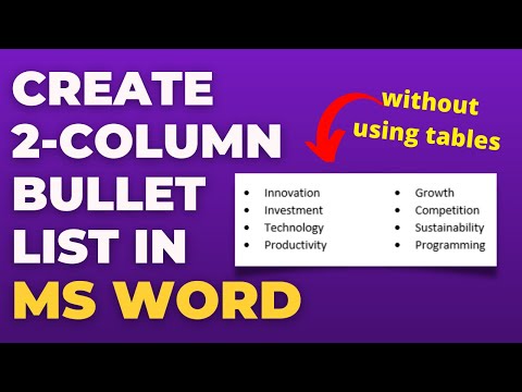 Create a Two Column Bulleted List in MS Word (2 ways)