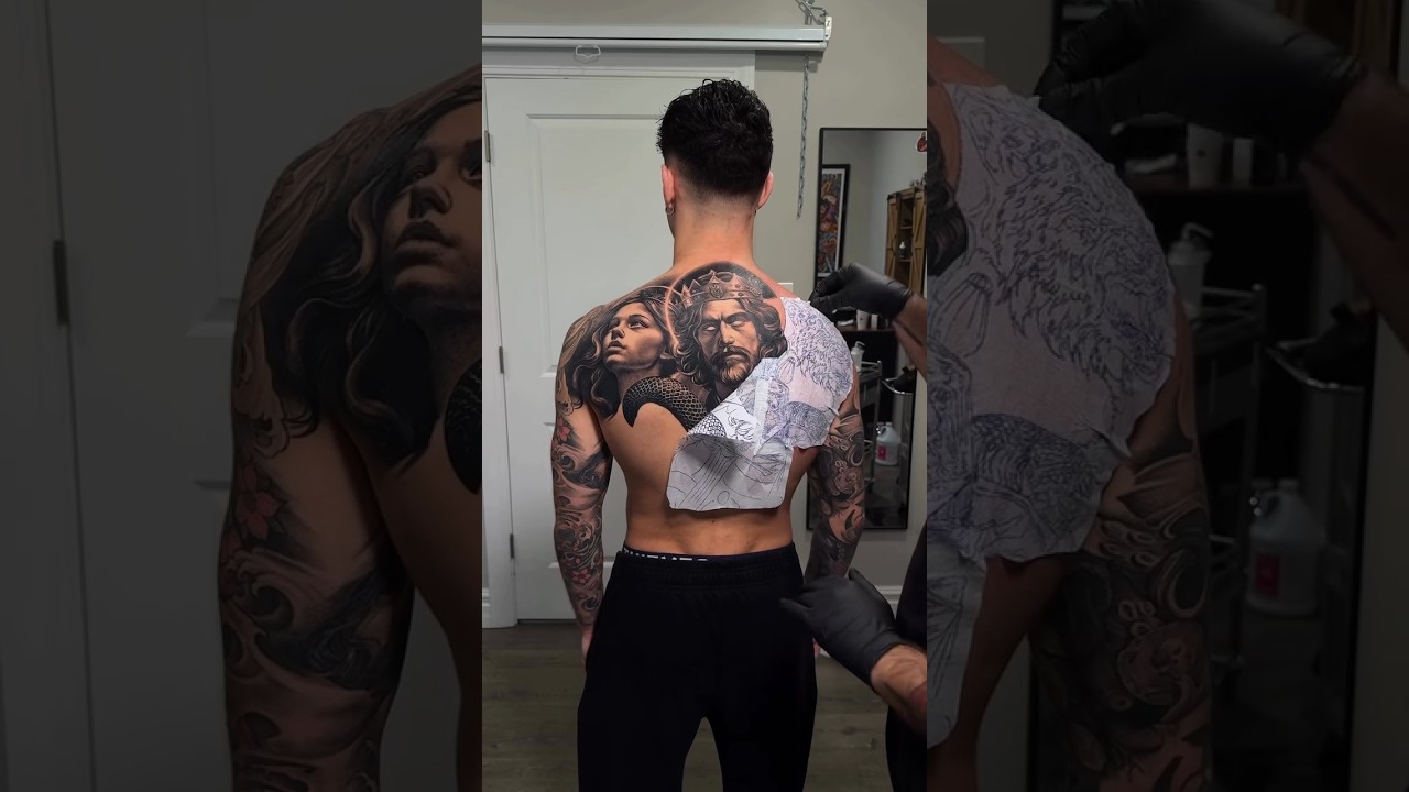 Full Back Tattoo is a Masterpiece in the Making! 🤯 #drawing_complex #tattooartist #tattooideas #art