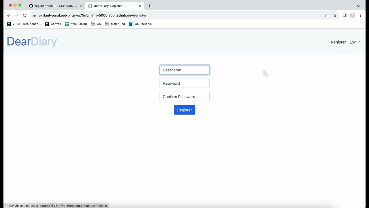 Dear Diary - Web Application