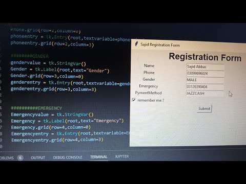 Registration Form in Python | Signup form in python | Simple form | Using tkinter