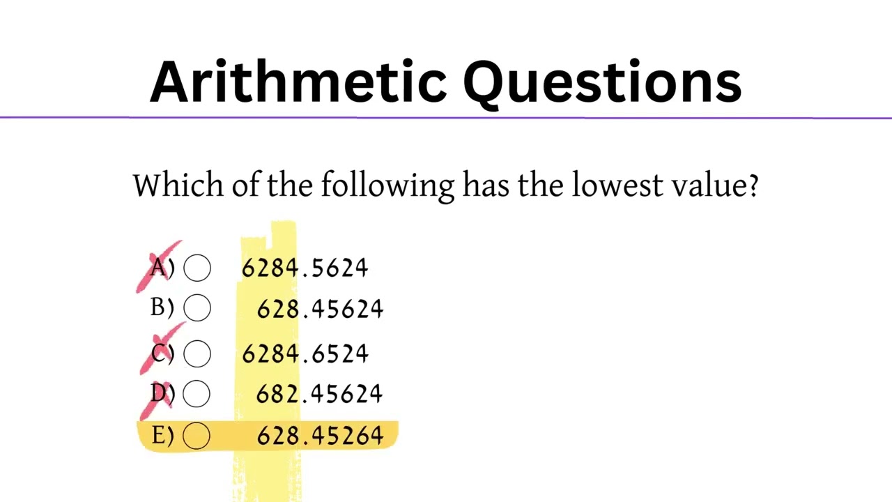 Arithmetic - Cognitive Assessment Question Types Review