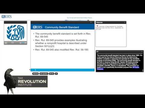IRS Webinar: "Overview of Requirements for Charitable Hospitals Under ACA Section 501(r)"