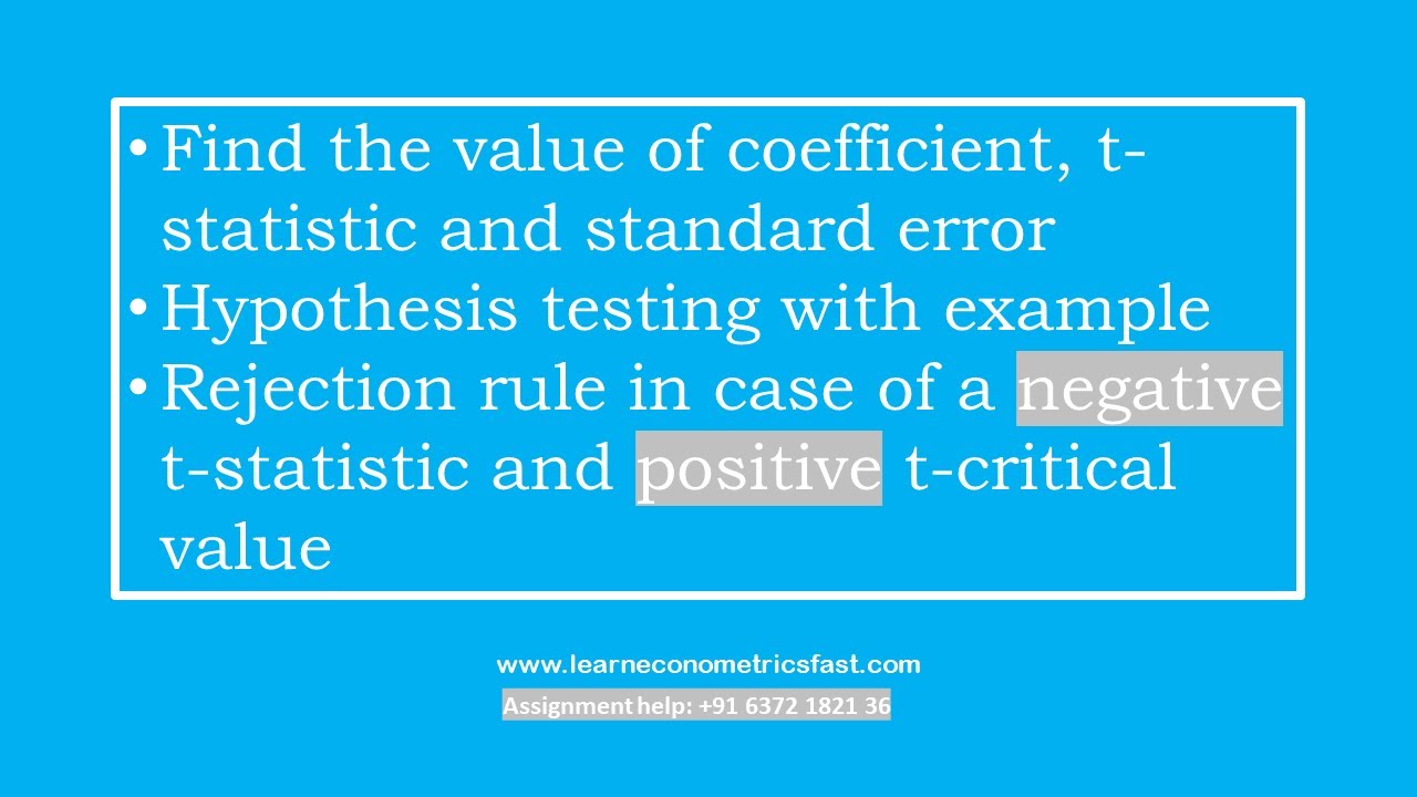 Econometrics Questions and Answers | Find T-statistic, standard error and regression coefficient