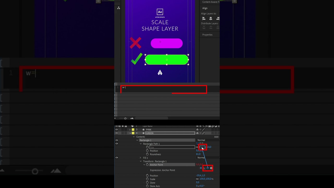 Scale Shape Layer From Corner Without Distorting Roundness Tutorial After Effects