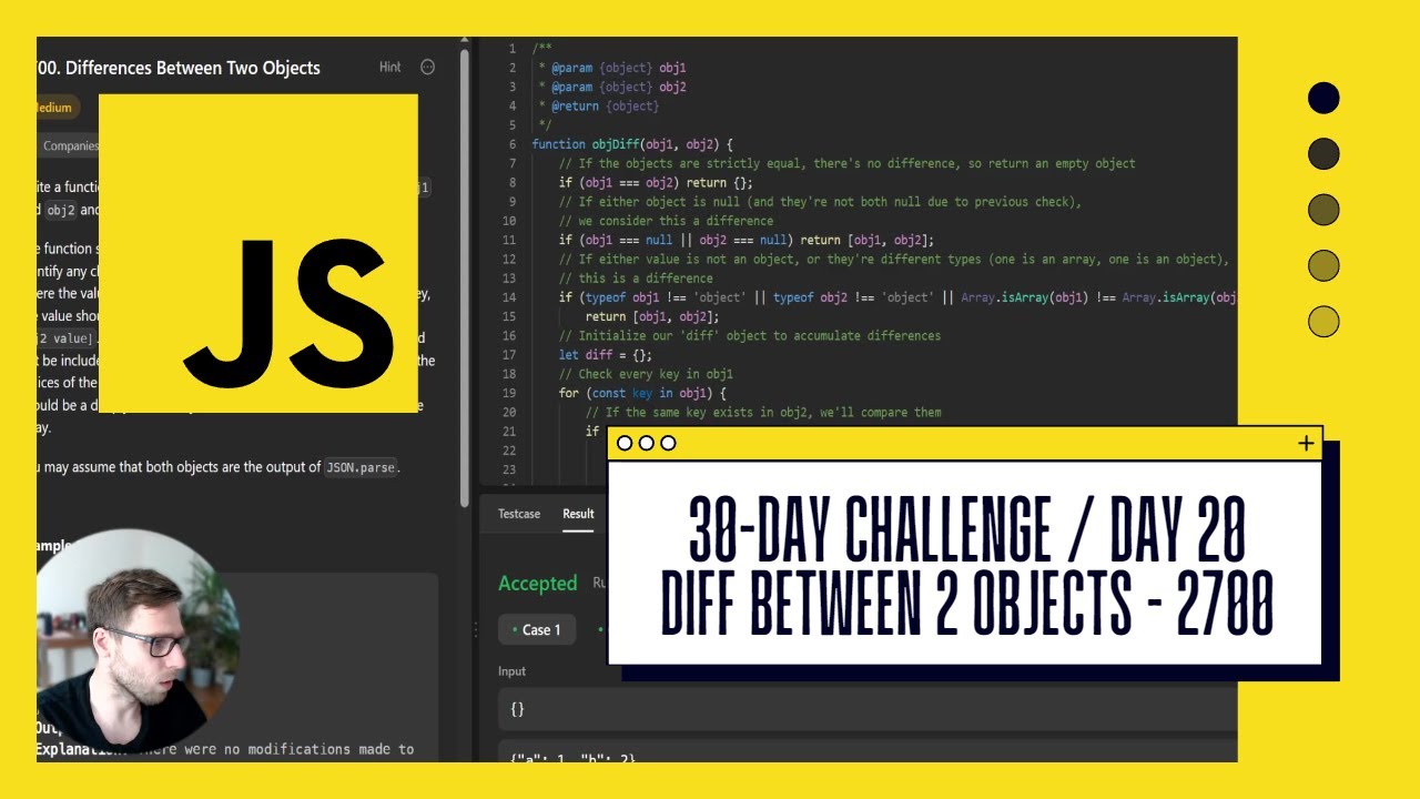 Day 20: Exploring Differences Between Two Objects | 30-Day JavaScript LeetCode Challenge