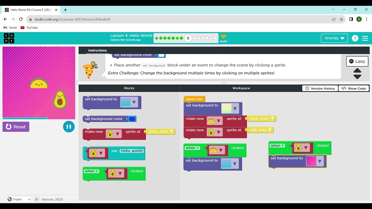 (2023) Code.org Course E Lesson 4 Hello World