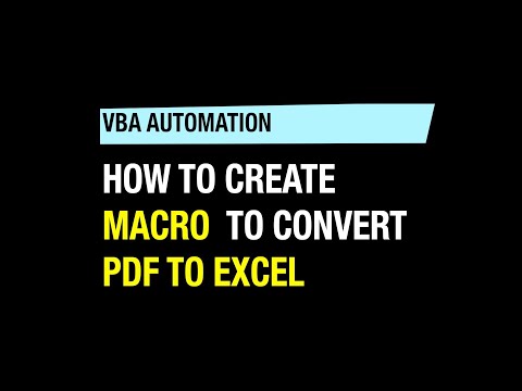 Excel Macro to convert pdf to Excel - vbatip#84 | vba automation