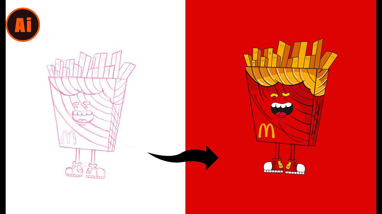 Adobe Illustrator Tutorial | Create a French Fries Vector