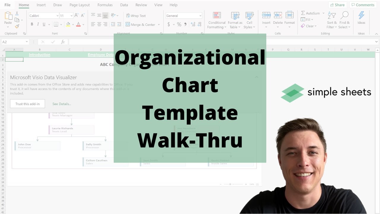 Organizational Chart Excel Template Step-by-Step Video Tutorial by Simple Sheets