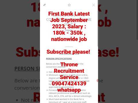 First Bank Nigeria Job , September 2023 , Nationwide!!! #cv #job #nigeria #coverletter #jobs