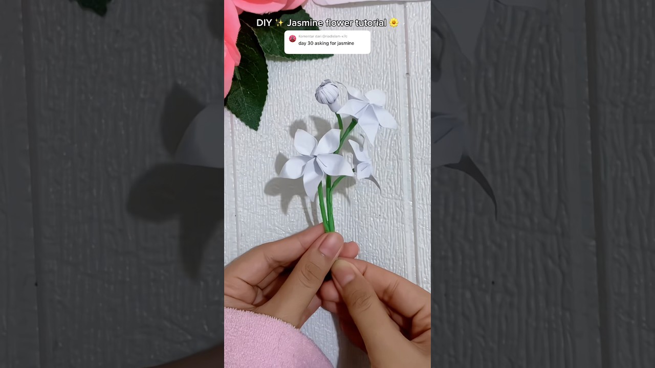 Cara membuat bunga melati 🌼 Tutorial bunga melati dari kertas DIY 🤍🌱 #seni #diy #kerajinan #bungadiy