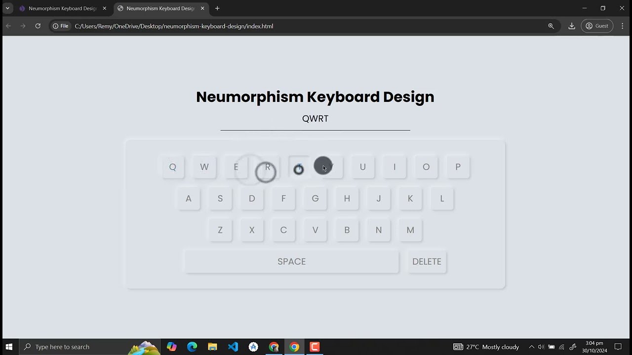 Neumorphism Keyboard Design Using HTML, CSS and JavaScript with Source Code