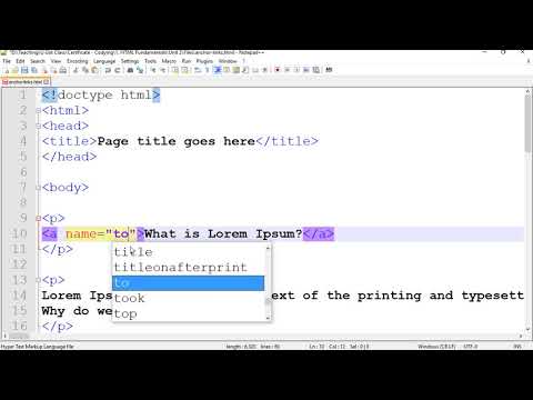 Named Anchor Links HTML coding