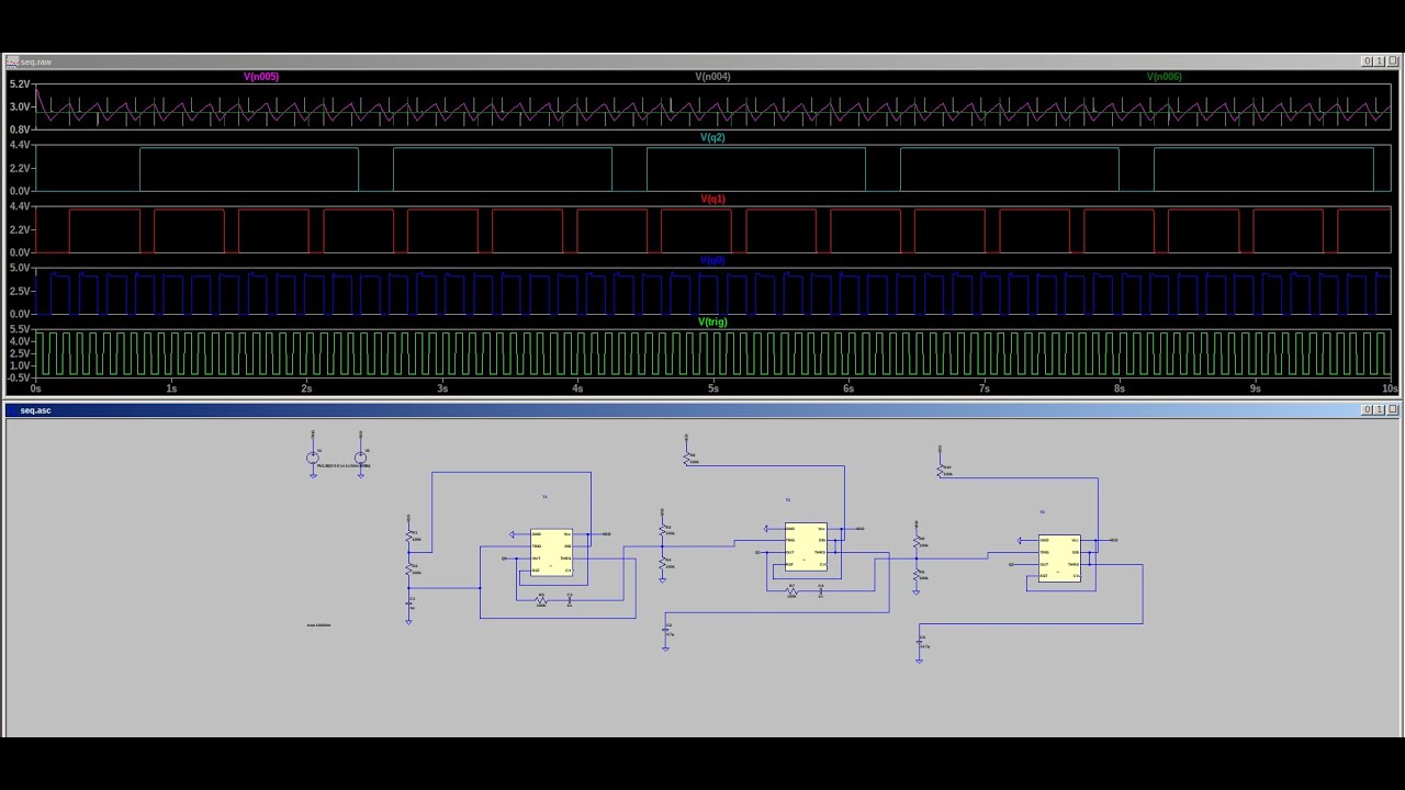 Electronic Basic 1:LTSpice Design And Simulate 555 Sequential Timer Circuit