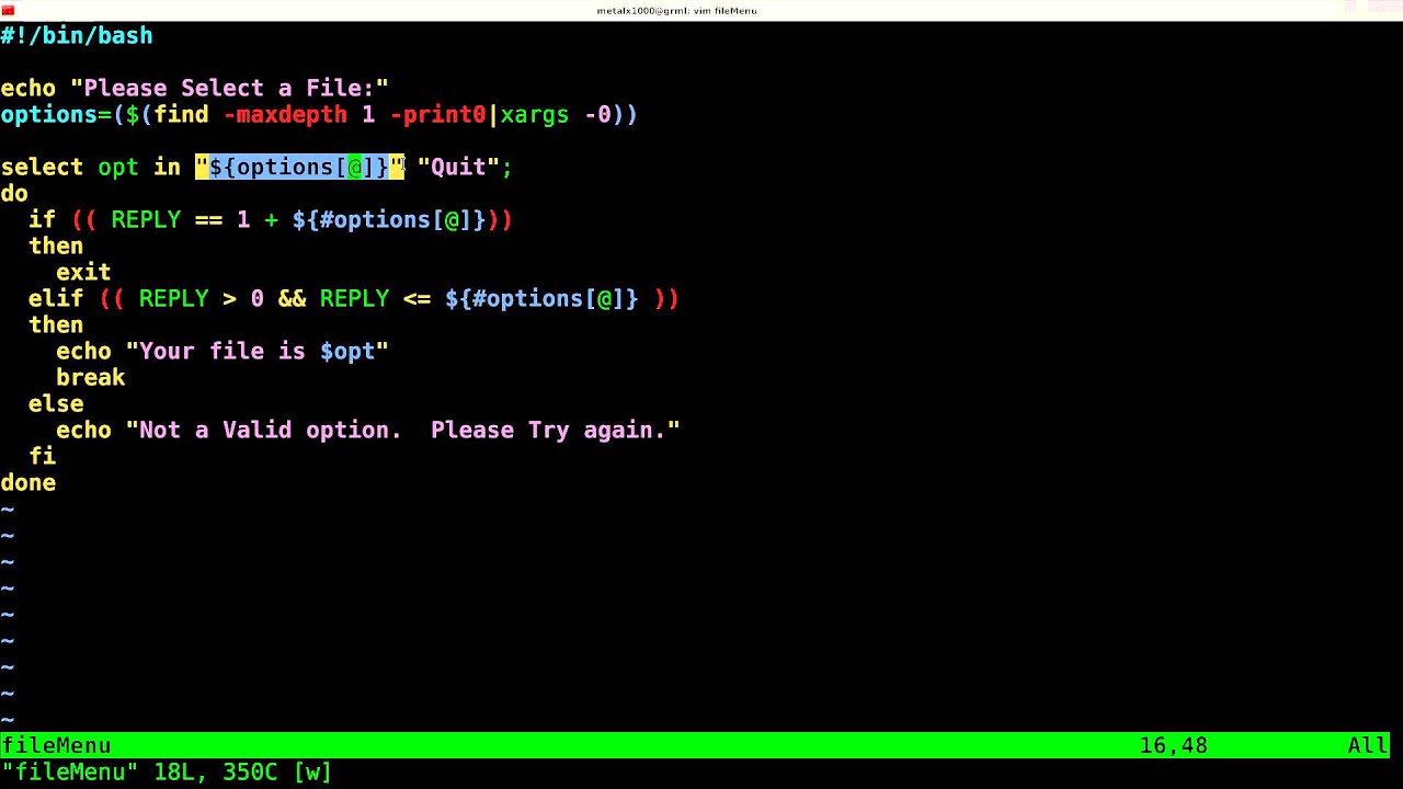 Custom File Selector in a Linux Shell Script tutorial Part 1