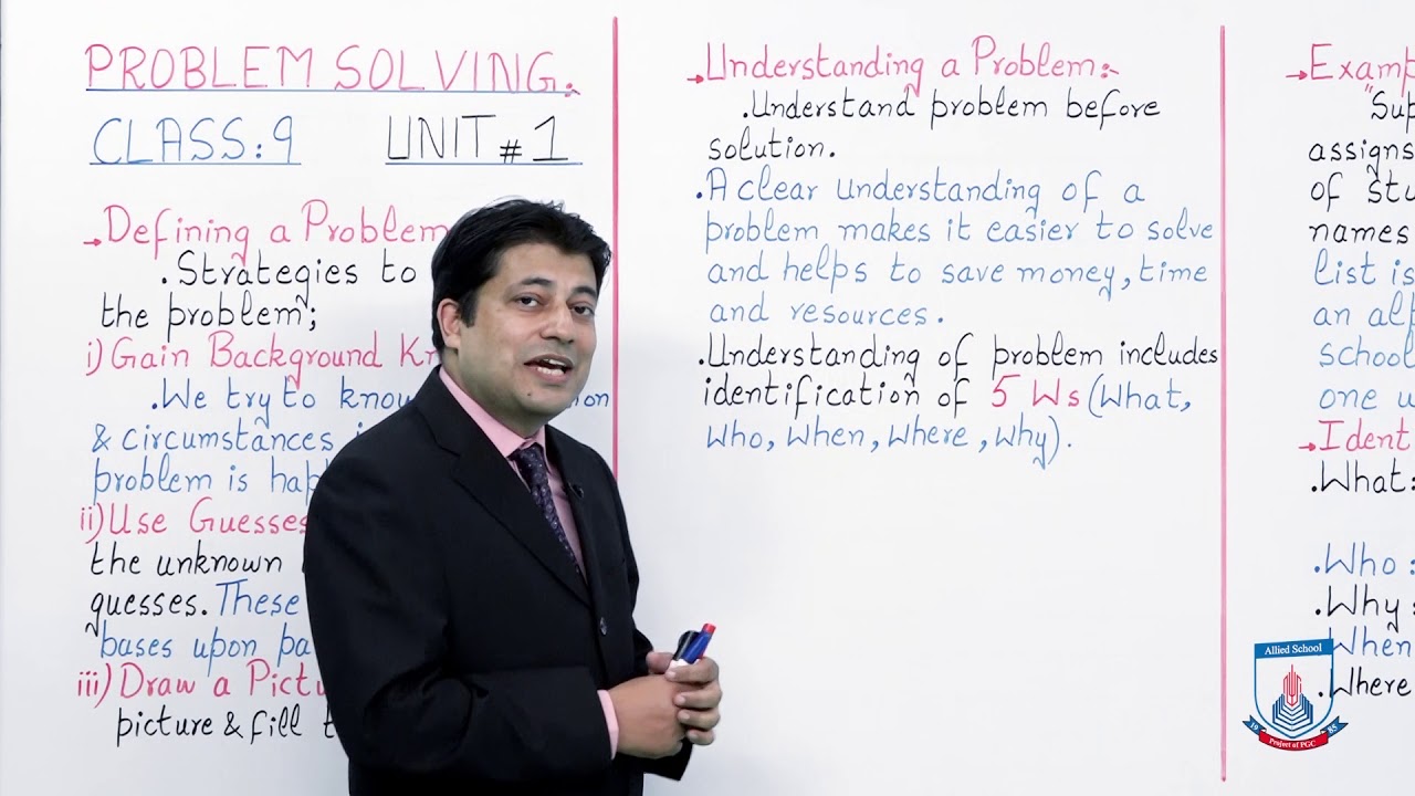 Class 9 - Computer Studies - Chapter 1 - Lecture 1 Defining & Understanding  Problem -Allied Schools