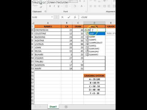 SUM IN EXCEL