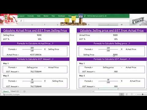 How to Calculate GST in Excel | GST Calculator in Excel - Calculate Selling price and Actual price
