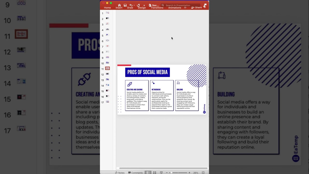 Social Media Presentation Template With Memphis Style