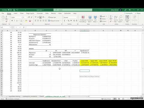 Linear Regression: Confidence intervals on Coefficients in Excel