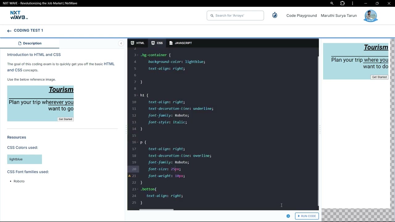 Introduction to HTML & CSS || Coding text-1 || Nxtwave