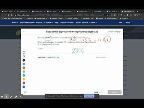 Exponential word problems (ALGEBRAIC) KA examples