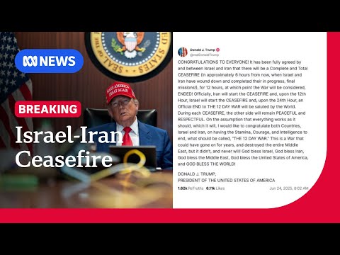 Donald Trump announces Israel-Iran ceasefire | ABC NEWS
