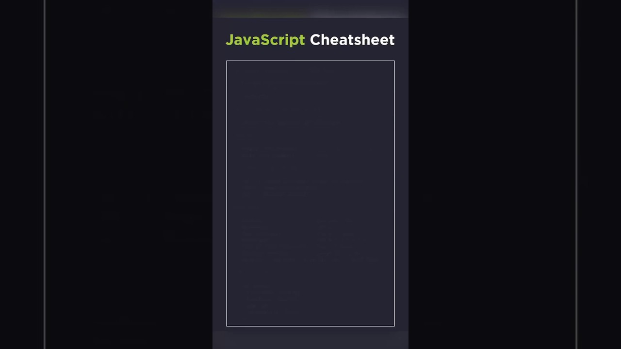 Javascript Cheatsheet #coding #frontenddevelopment #javascript #code #shorts #codingtutorial