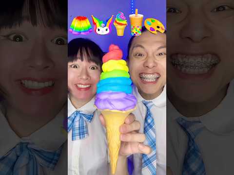 Rainbow Food Challenge ASMR 🥵🌈 #asmr #mukbang #funny