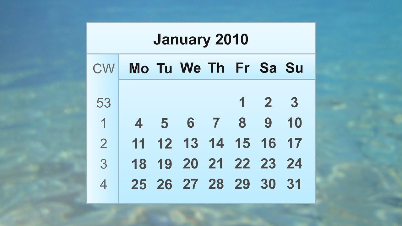 January 2010 Calendar