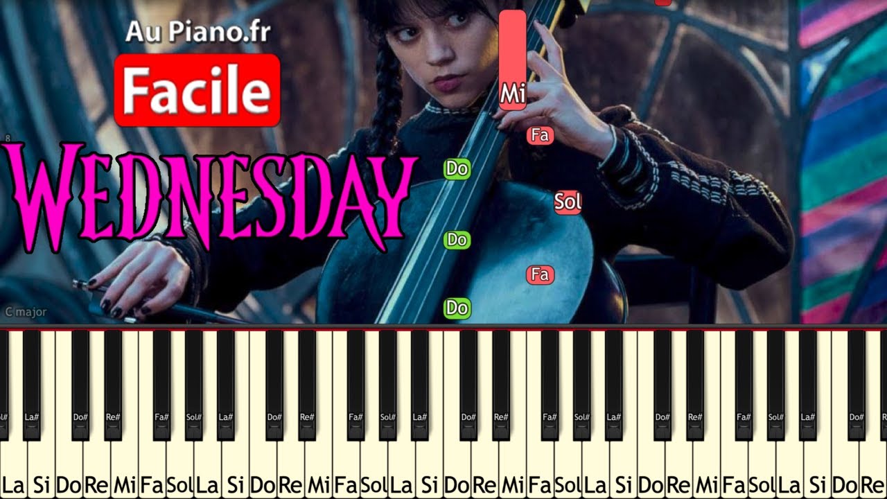 Wednesday Addams Plays The Cello Piano Tutorial FACILE - Au Piano.Fr