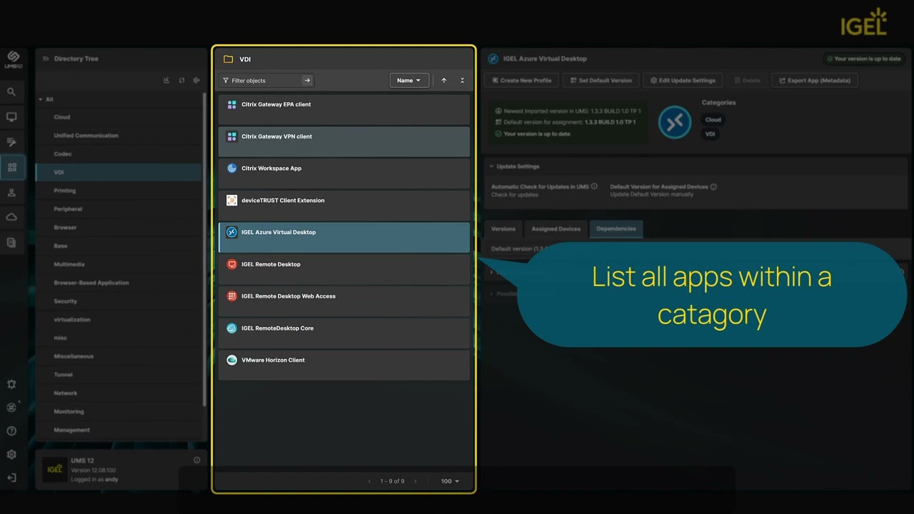 IGEL UMS Web Console Apps Page Walkthrough | Dashboard Components Explained