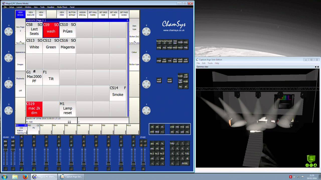Chamsys Exec window. Beginners 1 take tutorial.