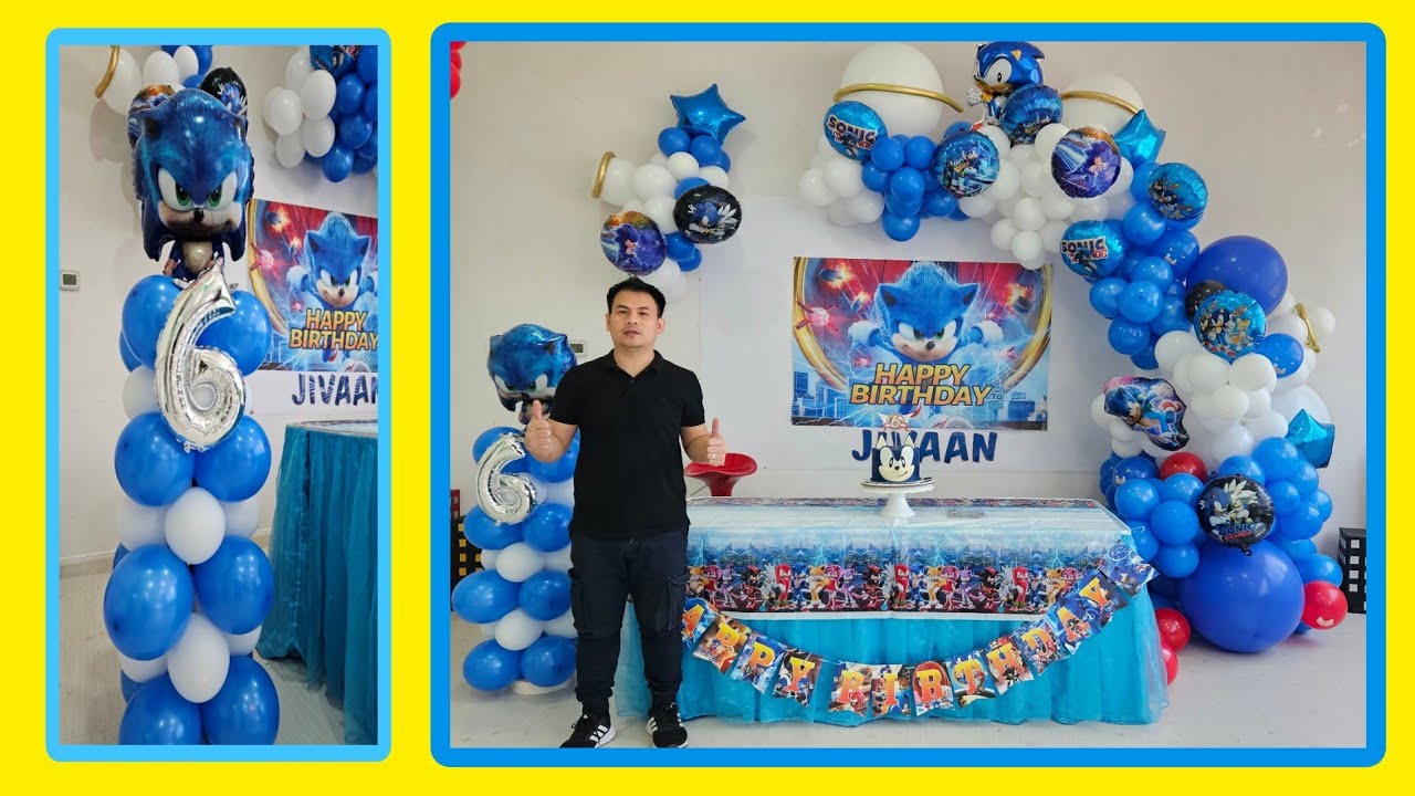 how to make sonic balloon decoration ||  sonic themed balloon decor || sonic balloon design  ||sonic
