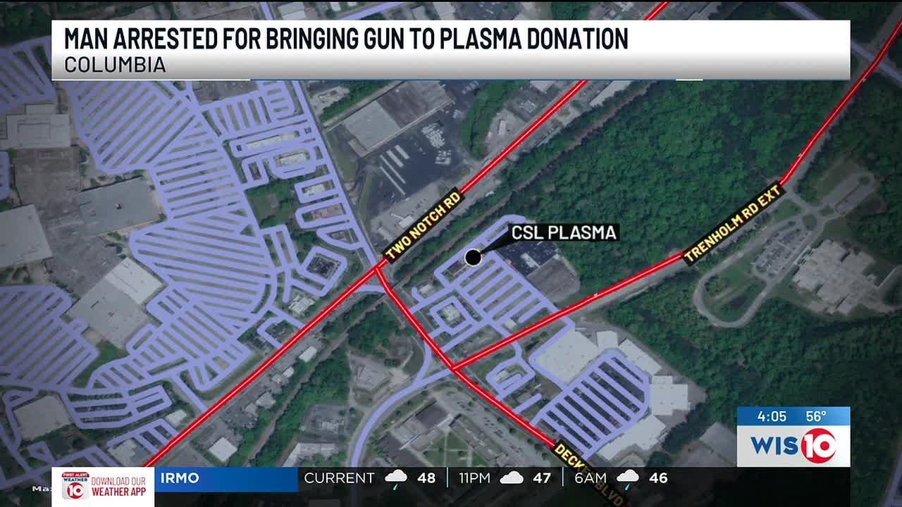 Columbia man sentenced to prison after bringing gun to plasma donation center