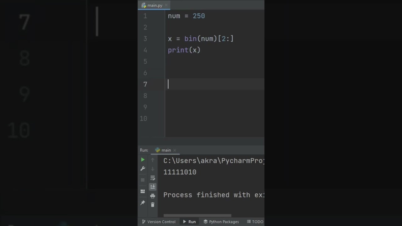 Convert a decimal number to binary in python #coding #programming #programmer #shorts #python