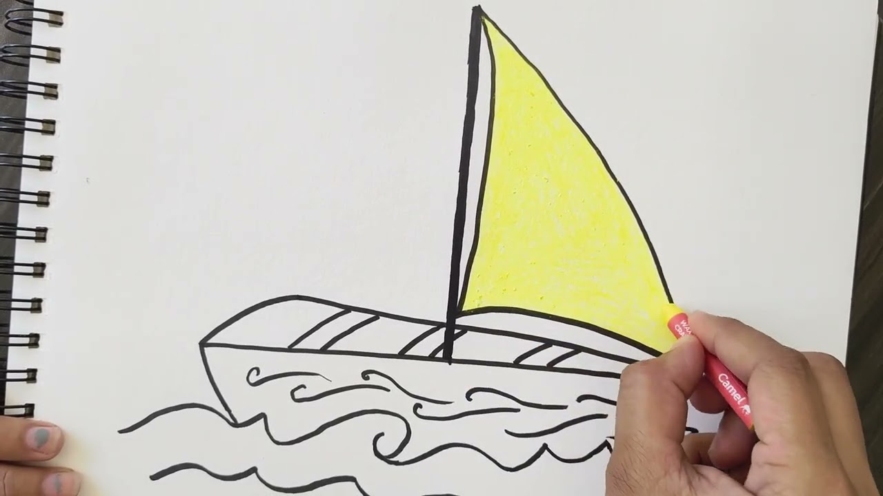 Step-by-step tutorial: Drawing a sailing boat from the number 1. Perfect for kids and beginners!