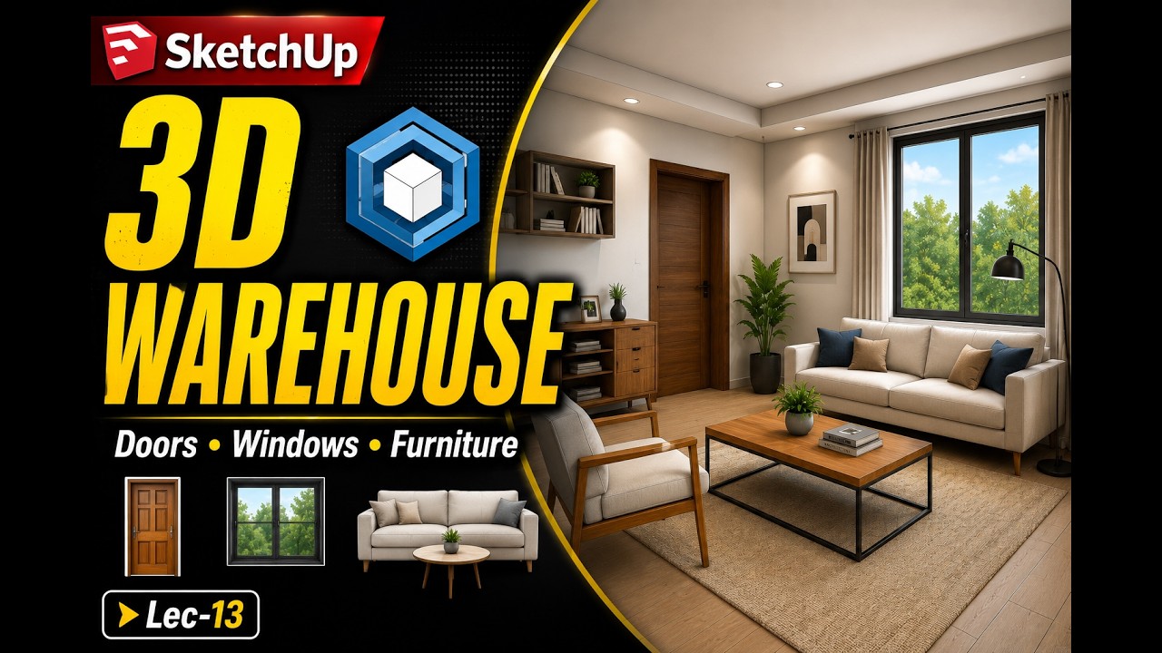 👉How to Use 3D Warehouse in SketchUp | Import Doors, Windows & Furniture