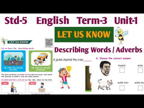 5th Std English Term 3 Unit 1 Let us know | Describing words | Adverb | Samacheer Kalvi