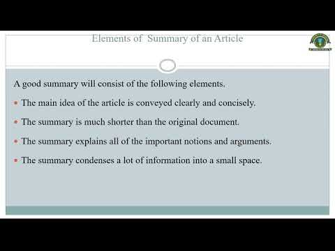 Writing Summary of Article