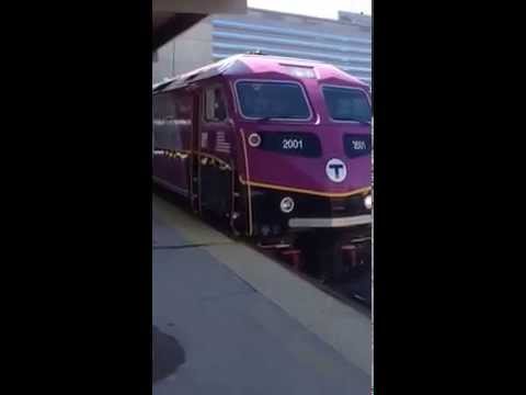 1st of 40 New MBTA Commuter Rail Locomotives leaves North Station for Inaugural Run