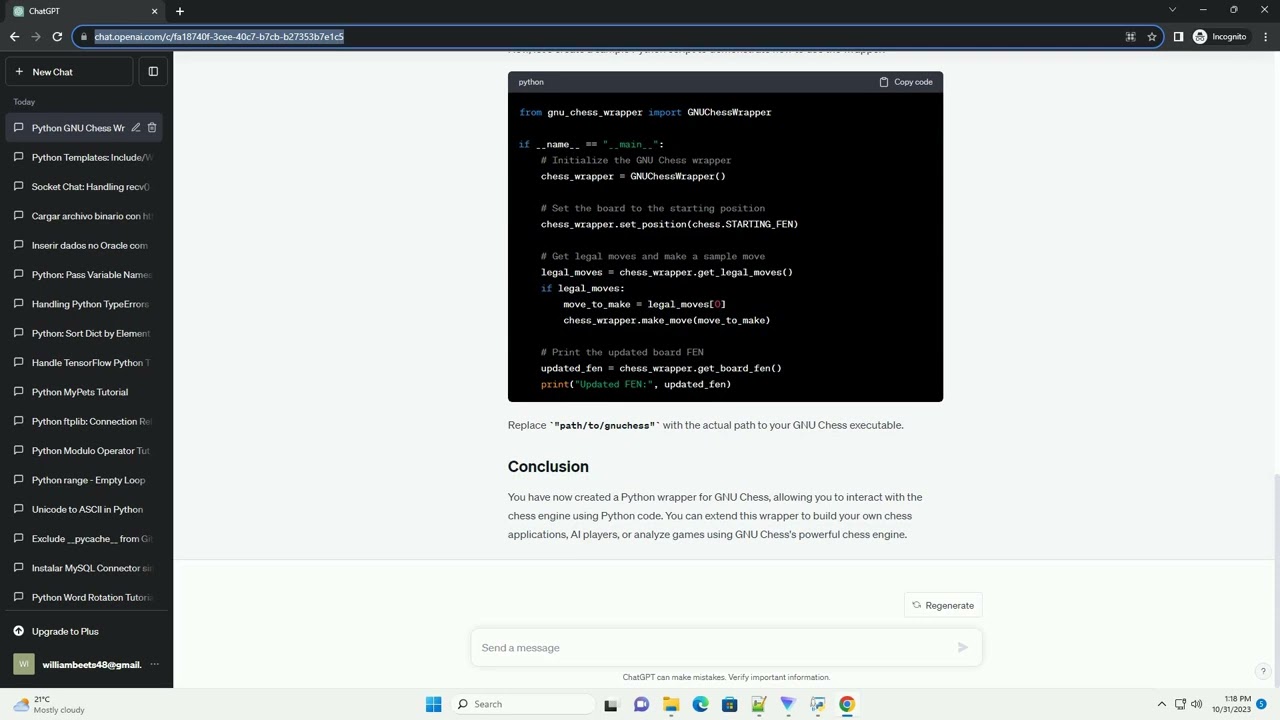 Writing an API wrapper for GNU Chess using Python 3