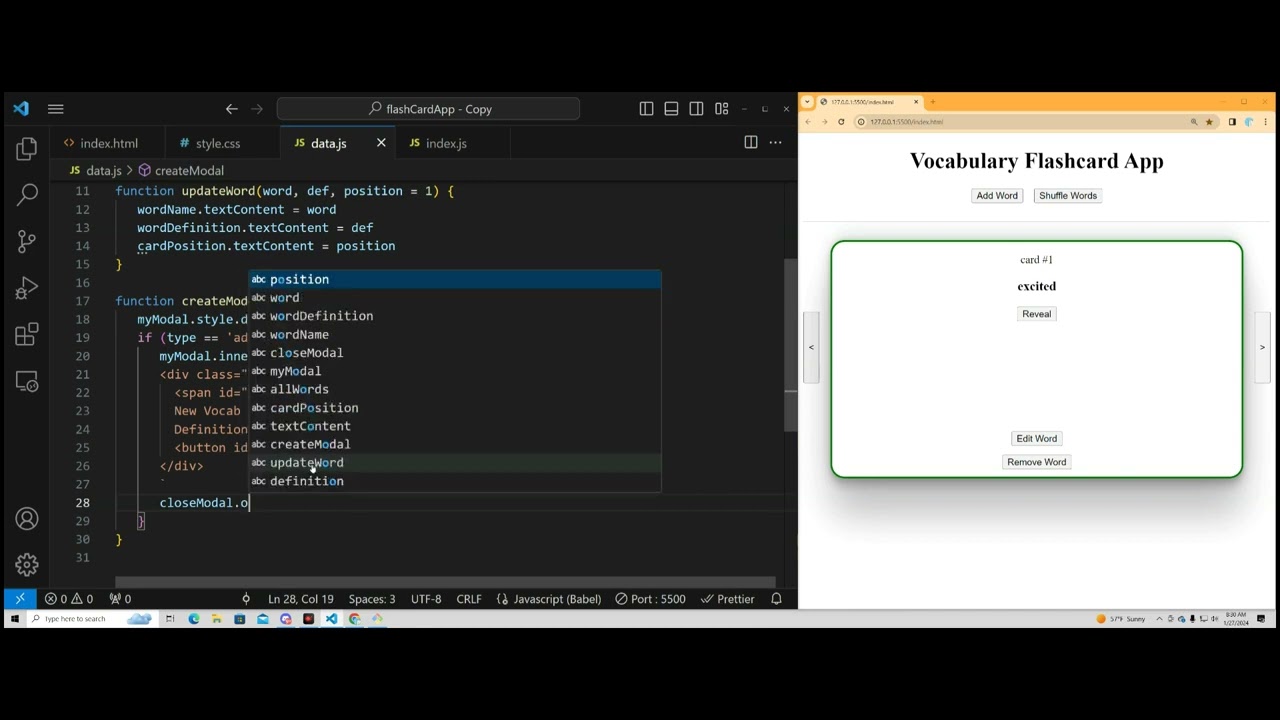 JavaScript - Vanilla Flashcard App