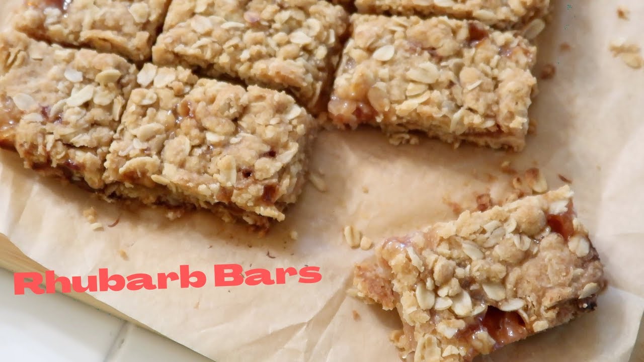 How to make rhubarb oat bars recipe | vegan rhubarb bar recipe