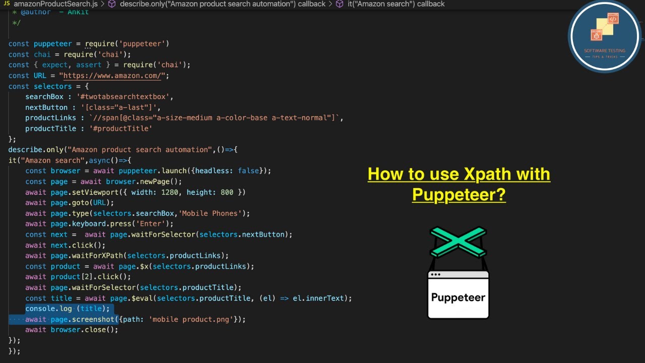 Automation testing - How to use Xpath with puppeteer, JavaScript | Live code