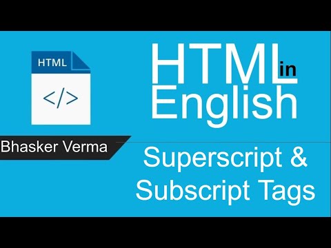 Learn HTML tutorial for beginners in English 13 | Superscript texts and Subscript texts using ...