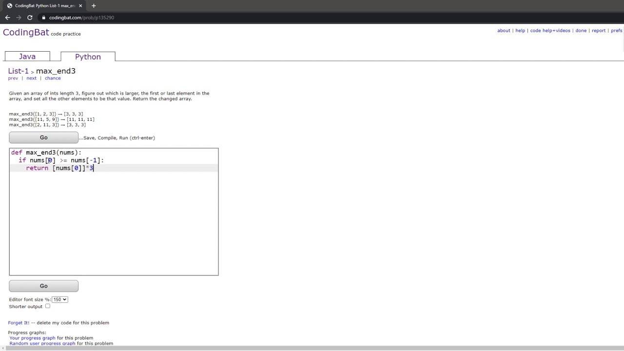 List-1 (max_end3) Python Tutorial || Codingbat.com
