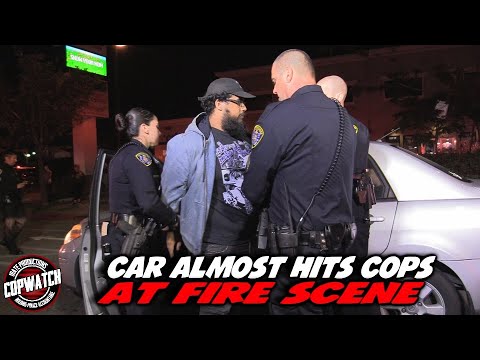 Car Almost Hits Cops at Fire Scene | Driver Detained | Copwatch ...
